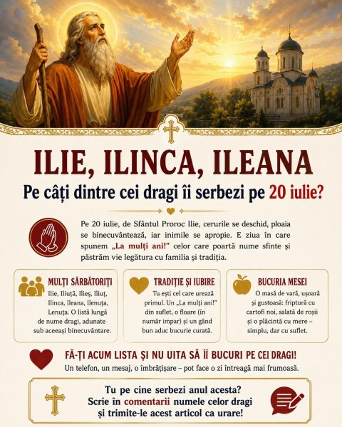 Ilie, Ilinca, Ileana. Pe câți dintre cei dragi îi serbezi pe 20 iulie ...